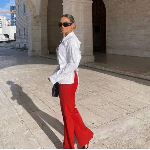 Zara | Pants & Jumpsuits | Zara Red Low Rise Pants Limited Edition ...